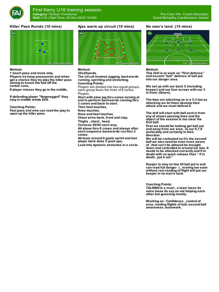 First Kerry U16 Training Session 2 | Download Free PDF | Foot First Kerry U16 Training Session 2 | Download Free PDF | Foot