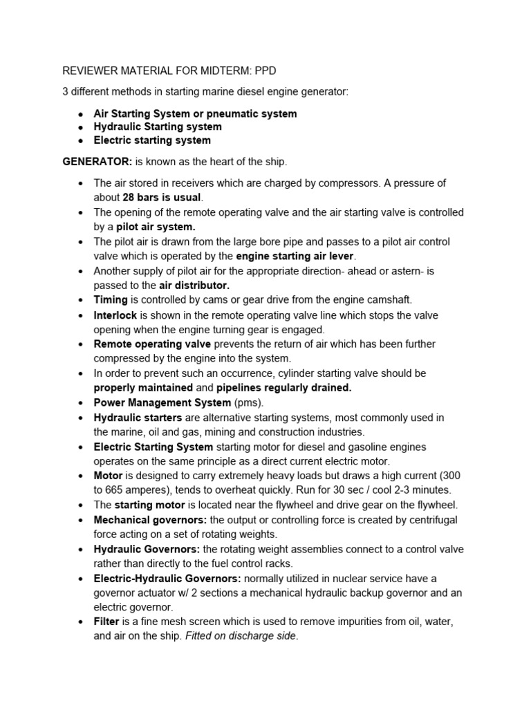PPD Pasgt Marlaw Reviewer Material For Midterm | PDF | Internal Combustion Engine | Piston