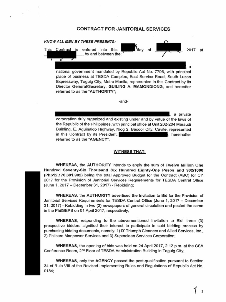 Group 5. Sample Contract 4. CLEANING SERVICE CONTRACT | PDF | Wage | Toilet