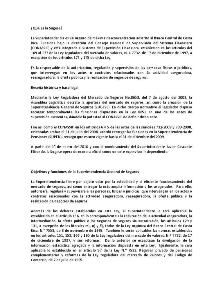 Qué Es La SUGESE | PDF | Seguro | Gobierno