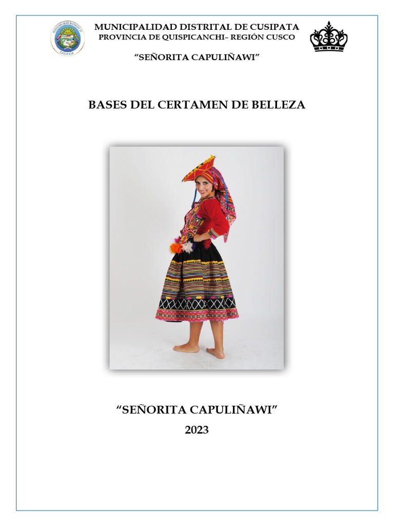 Bases Certamen Señorita Capuliñawi 2023 | PDF