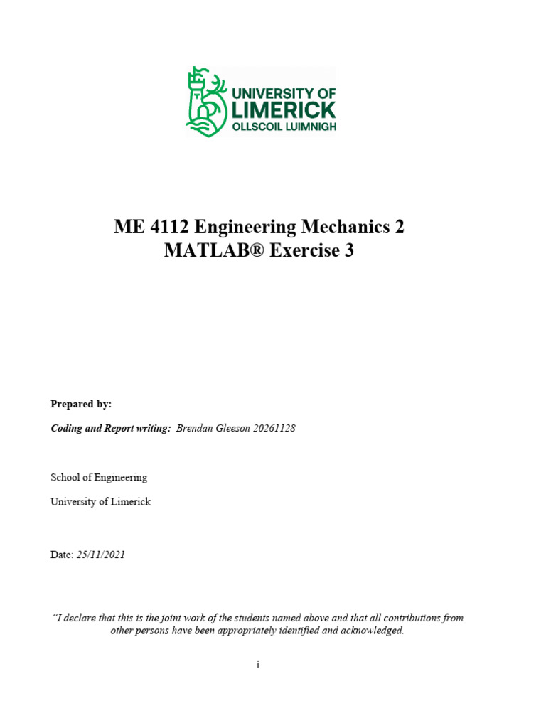 ME 4112 Engineering Mechanics 2 | PDF | Matlab | Velocity