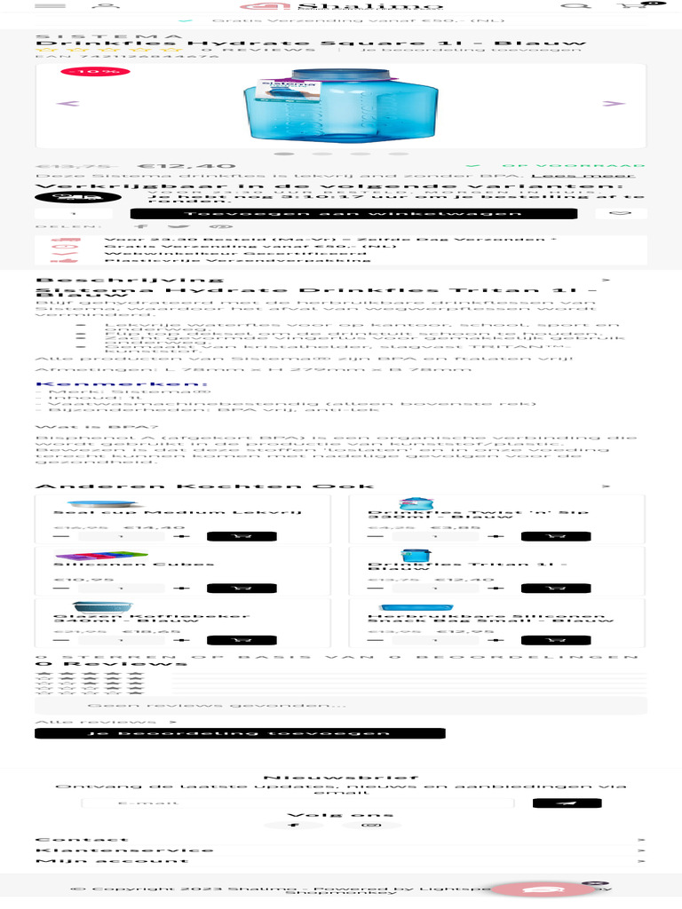 Sistema Drinkfles Hydrate Square 1l - Blauw - Shalimo | PDF