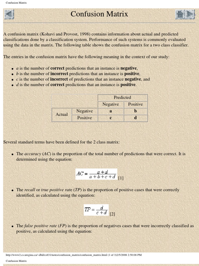Confusion Matrix | PDF | Sensitivity And Specificity | Statistics