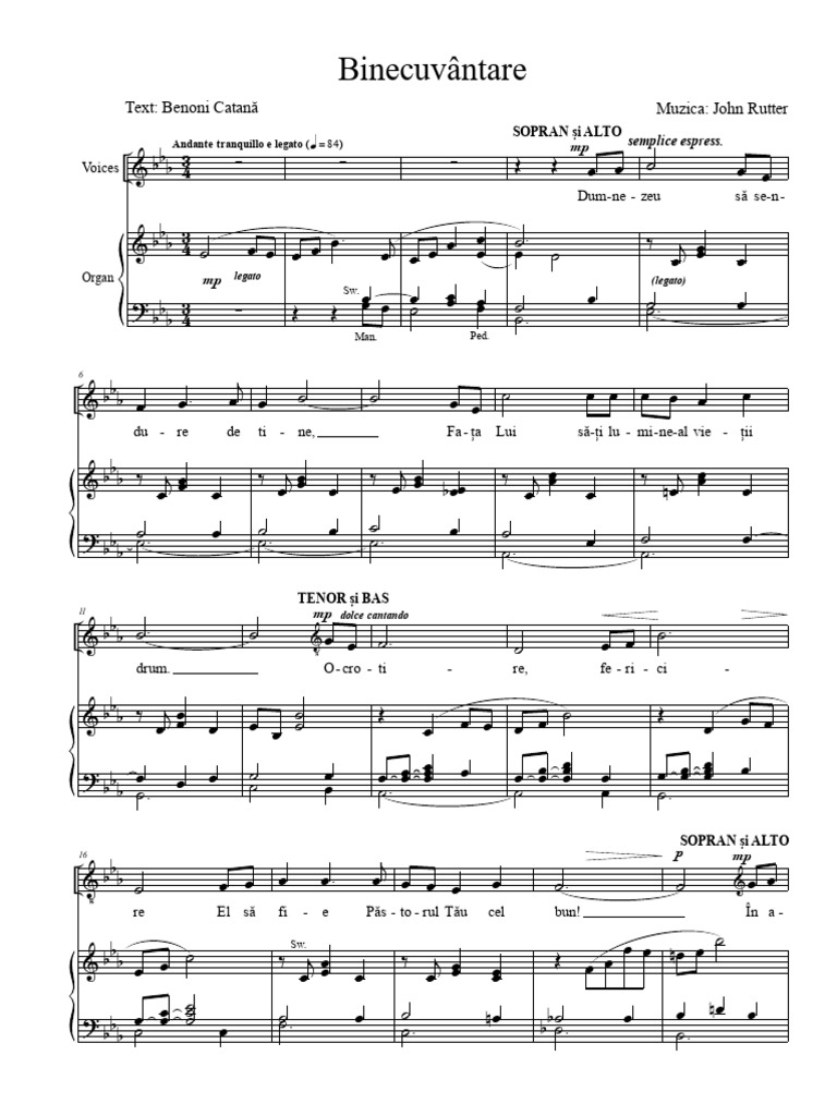 Binecuvantare - John Rutter | PDF