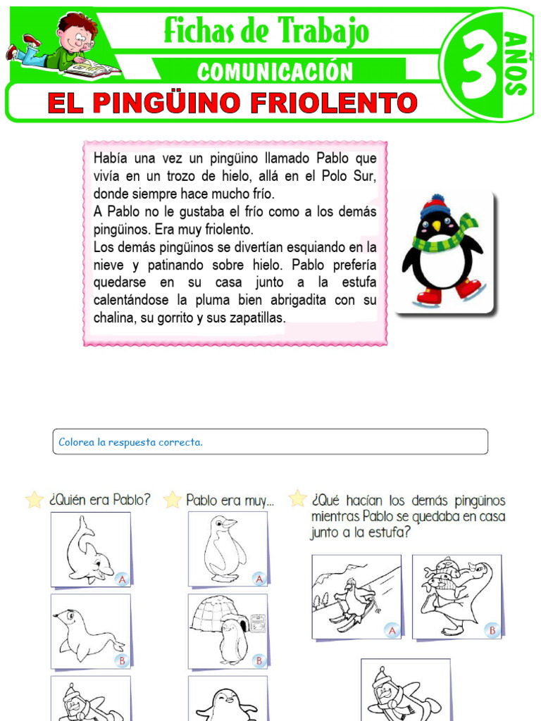 El Pinguino Friolento para Ninos de 3 Anos | PDF