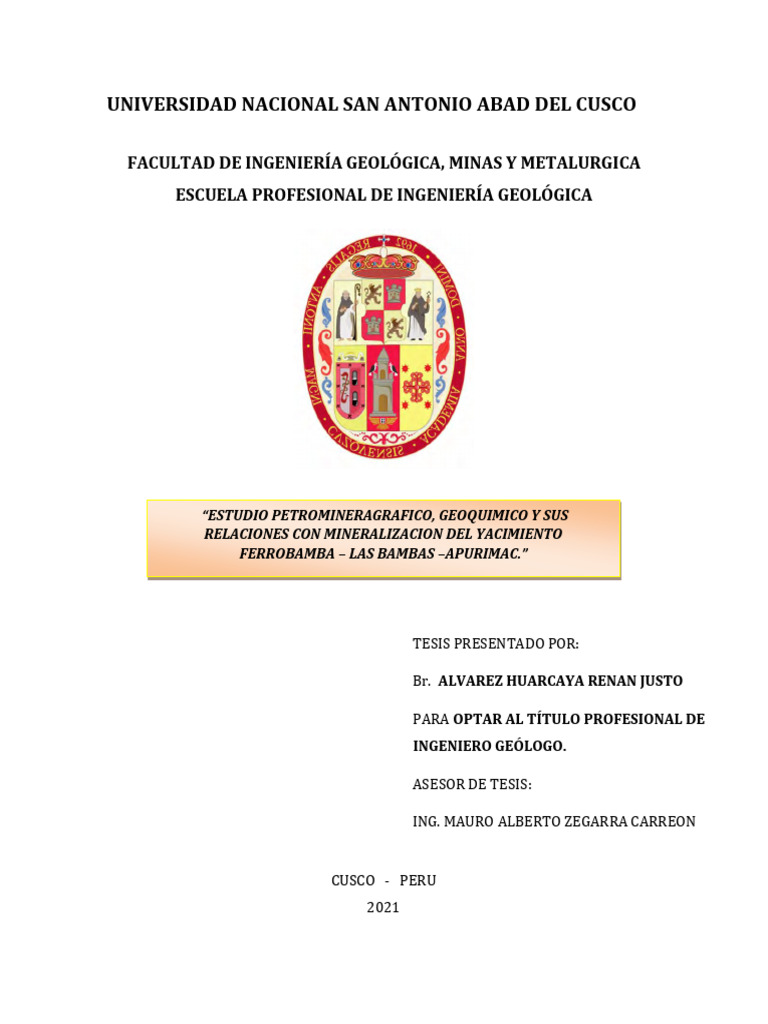 Estudio Geológico del Yacimiento Ferrobamba | PDF | Minerales | Materiales