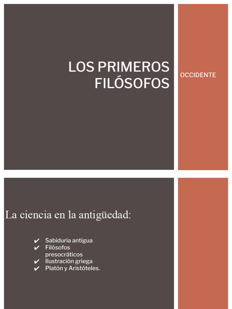 Los Primeros Filósofos | PDF | Platón | Filosofía griega antigua