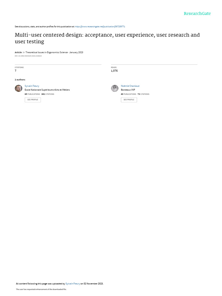Multi-User Centered Design: Acceptance, User Experience, User Research ...
