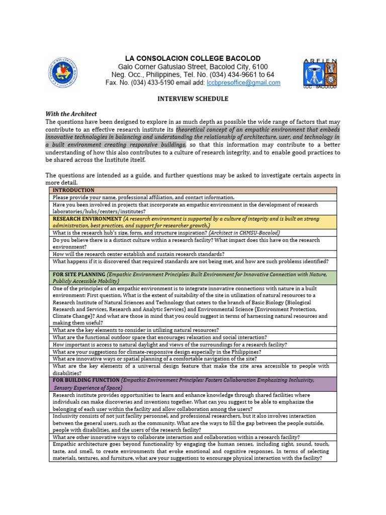 Questionnaire For Architects | PDF | Empathy | Architect