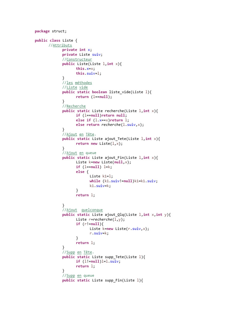 Implémentation Liste Chainées Java | PDF | Java Community Process | Informatique