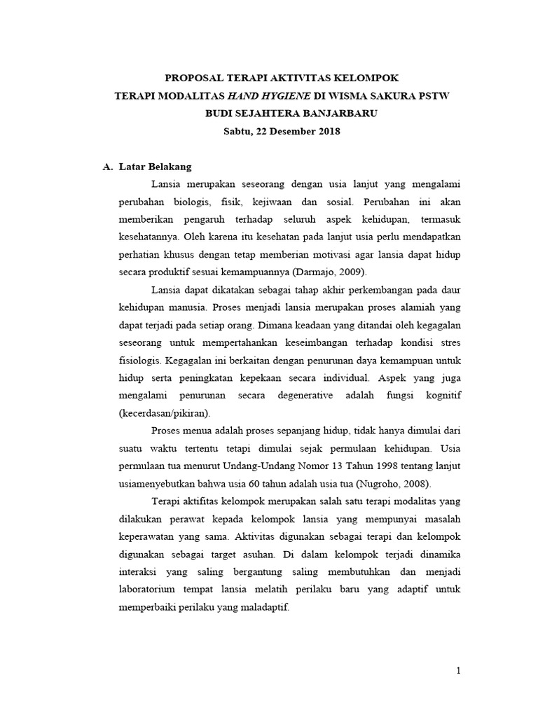 Proposal TAK Modalitas Hand Hygiene - Wisma Sakura | PDF