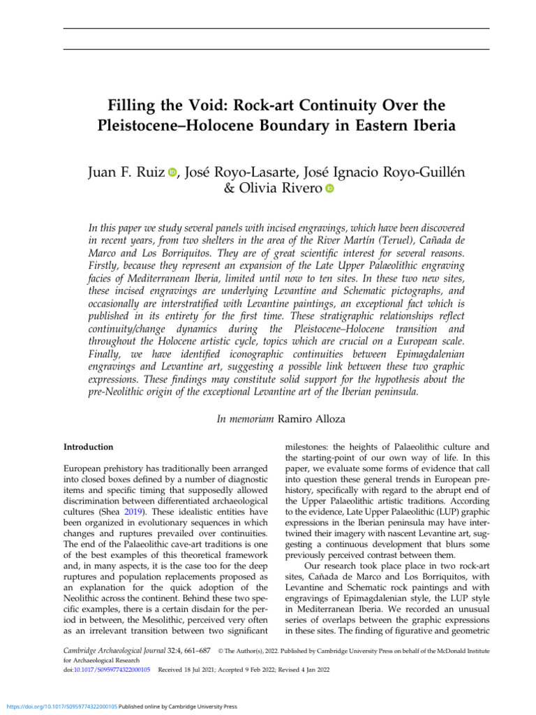 Filling The Void Rock Art Continuity Over The Pleistocene Holocene ...