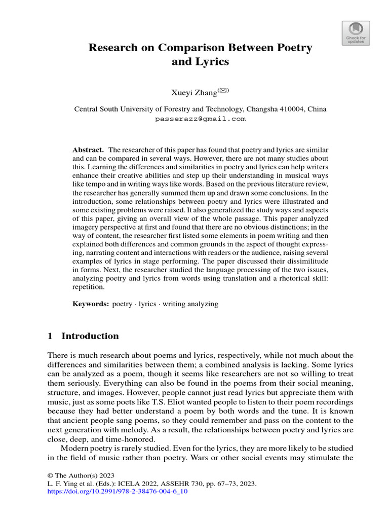 Poetry and Lyrics | PDF | Poetry | Lyrics