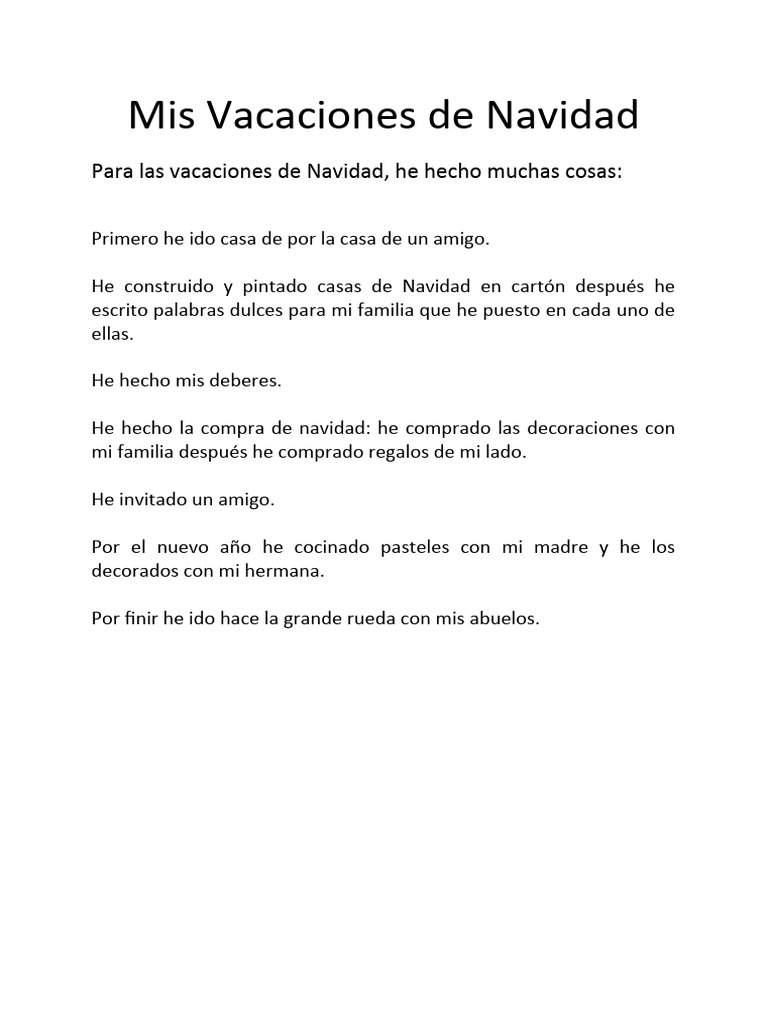 Mis Vacaciones de Navidad | PDF