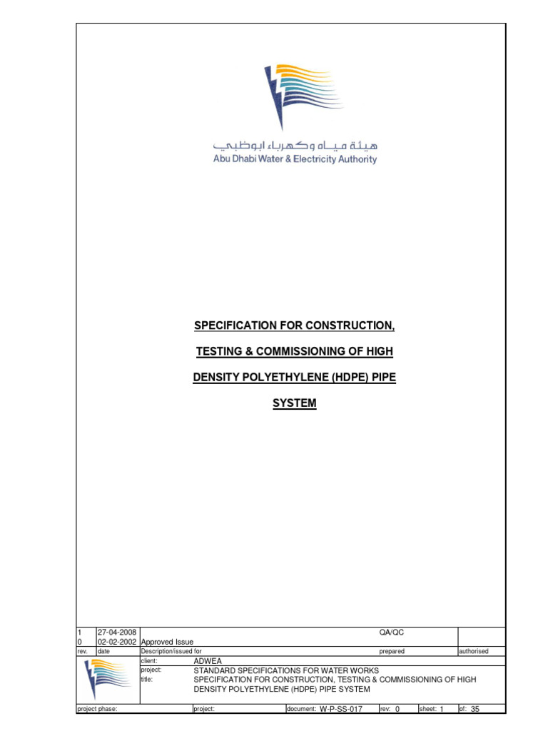 Specification For Construction, Testing & Commissioning of High Density ...