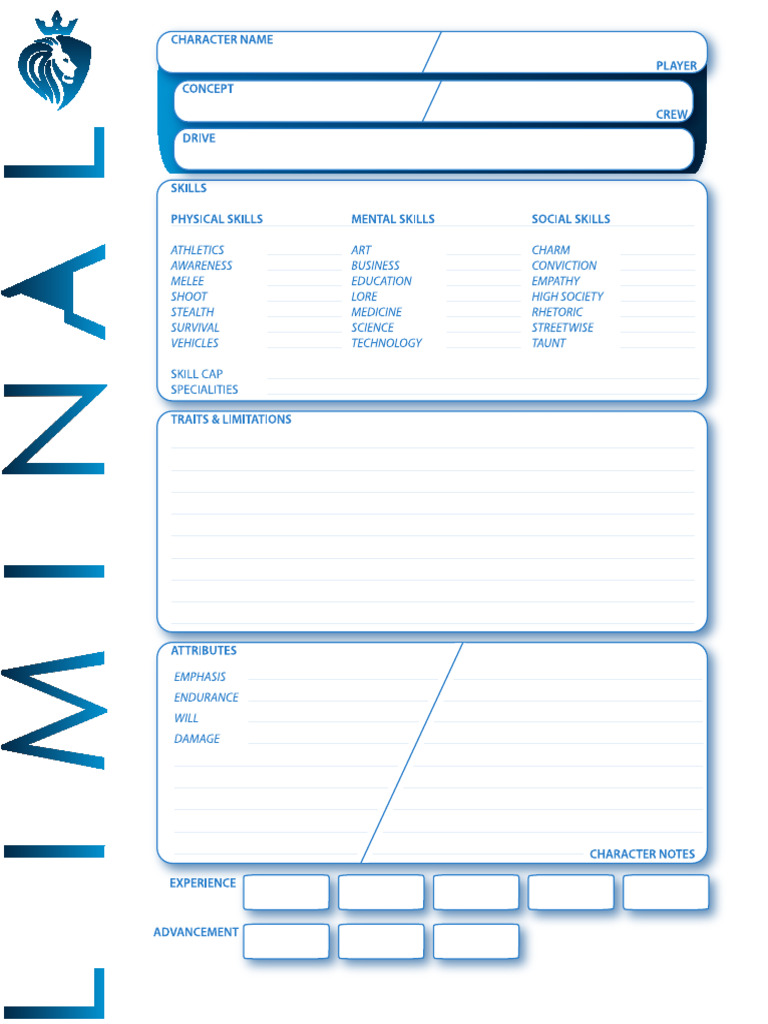 Liminal - Character Sheet | PDF