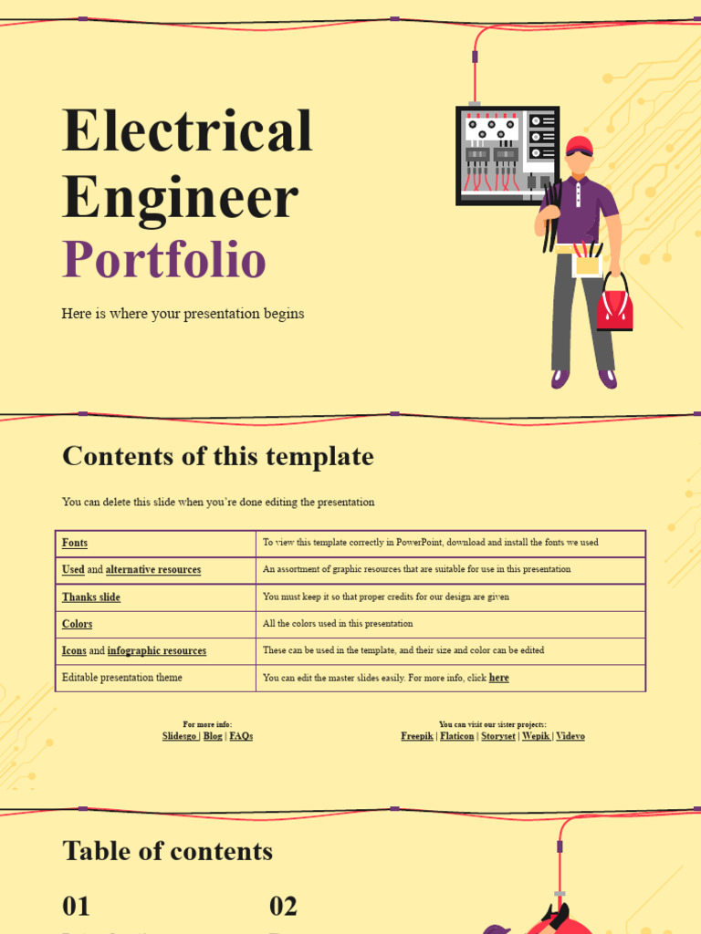 Electrical Engineer Portfolio by Slidesgo | PDF | Icon (Computing ...