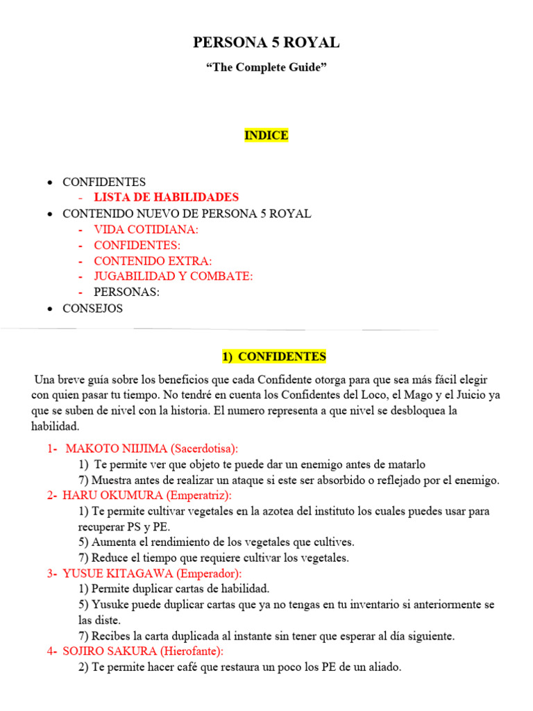 Persona 5 Royal Guide | PDF