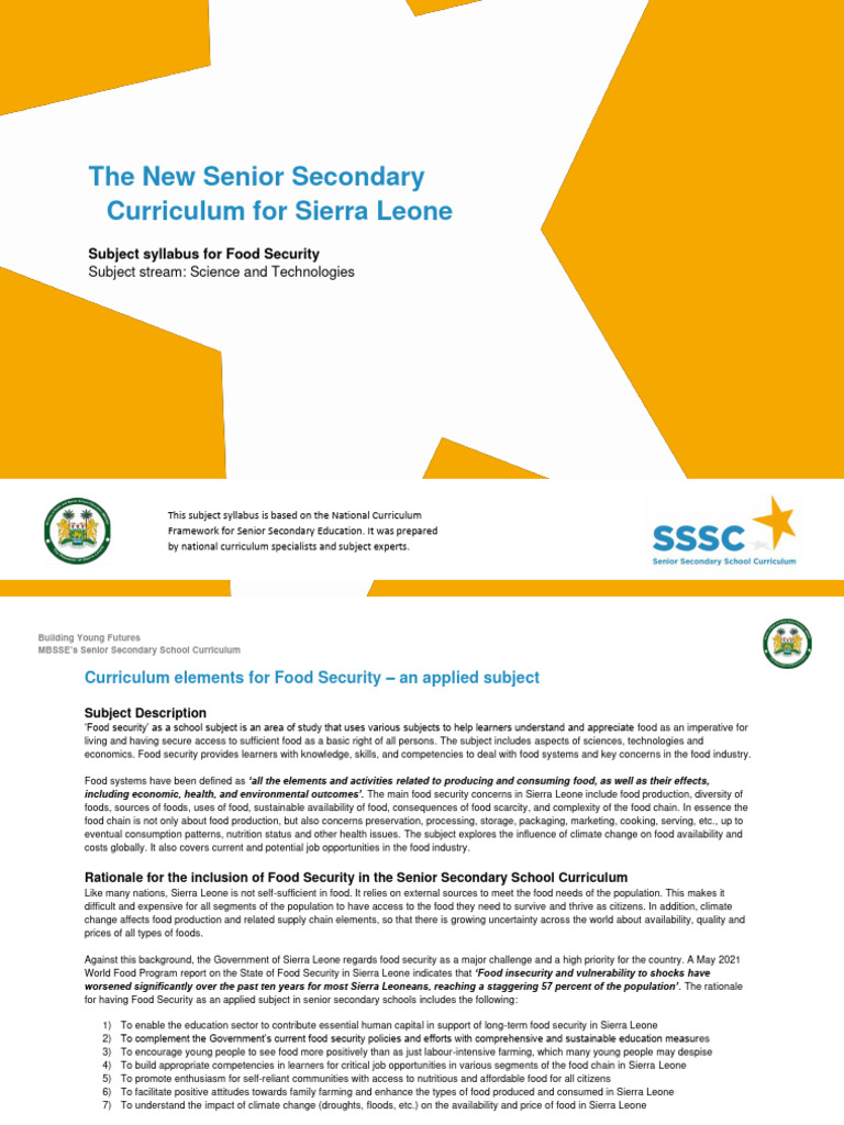 SSS Syllabus Food Security PDF Food Security Agriculture