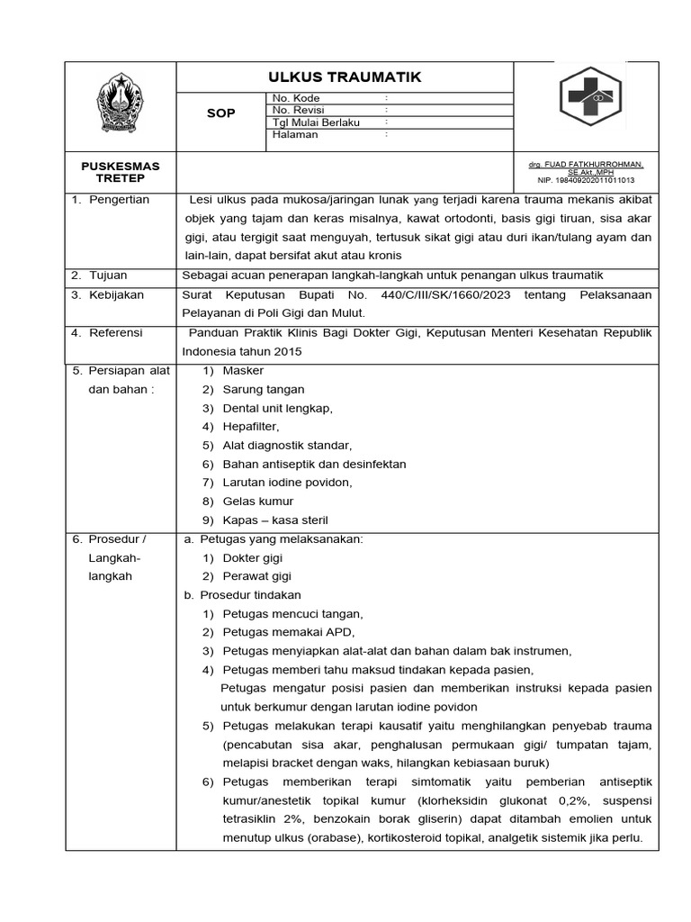 SOP - Ulkus Traumatik | PDF