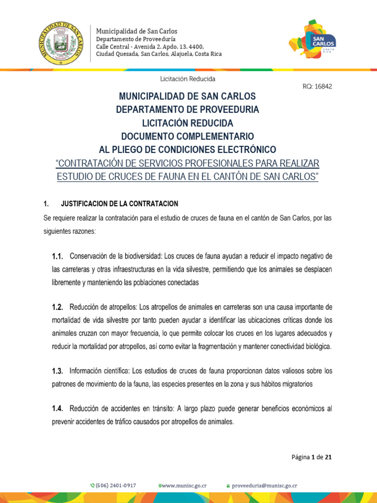 7-Documento Complementario Al Pliego de Condiciones | PDF | Costa Rica | Pequeñas y medianas ...