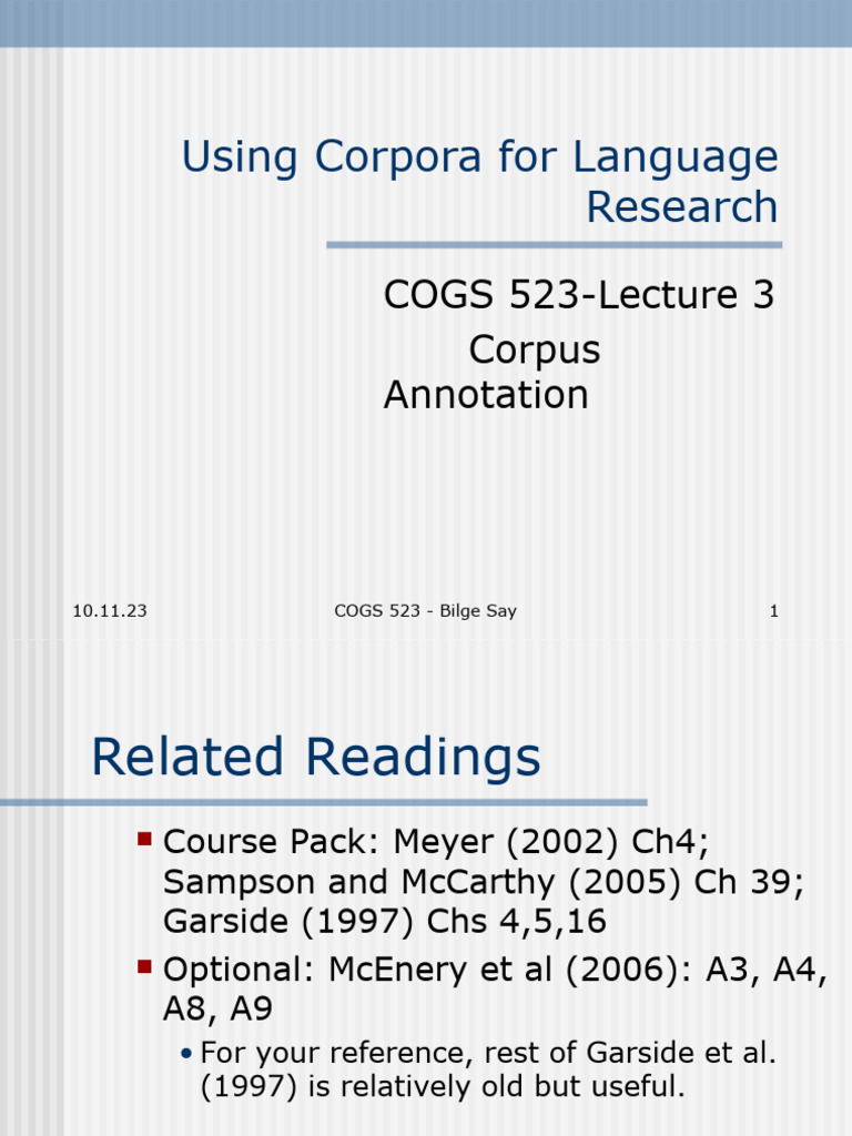 3 Using Corpora For Language Research Corpus Annotation Pdf Markup Language Xml