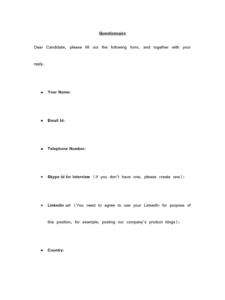 GAO TEK - Questionnaire | PDF | Internship | Job Hunting