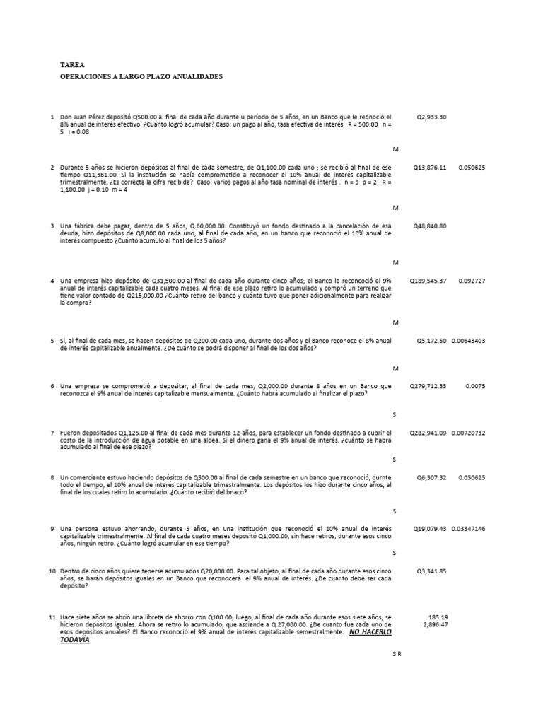 Tarea 8 Anualidades Monto | PDF | Bancos | Economias