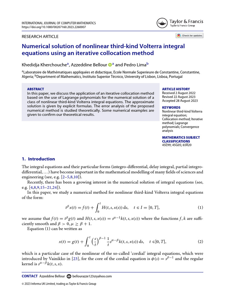 Numerical Solution Of Nonlinear Third Kind Volterra Integral Equations