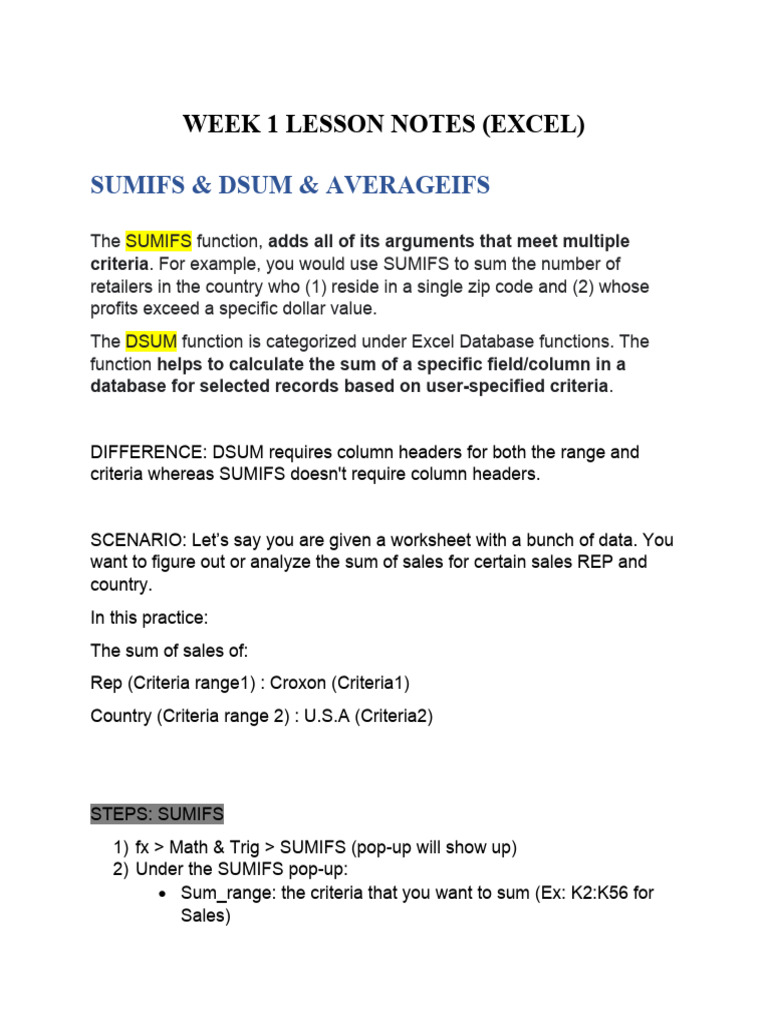 Excel Notes | PDF | Microsoft Excel | Comma Separated Values