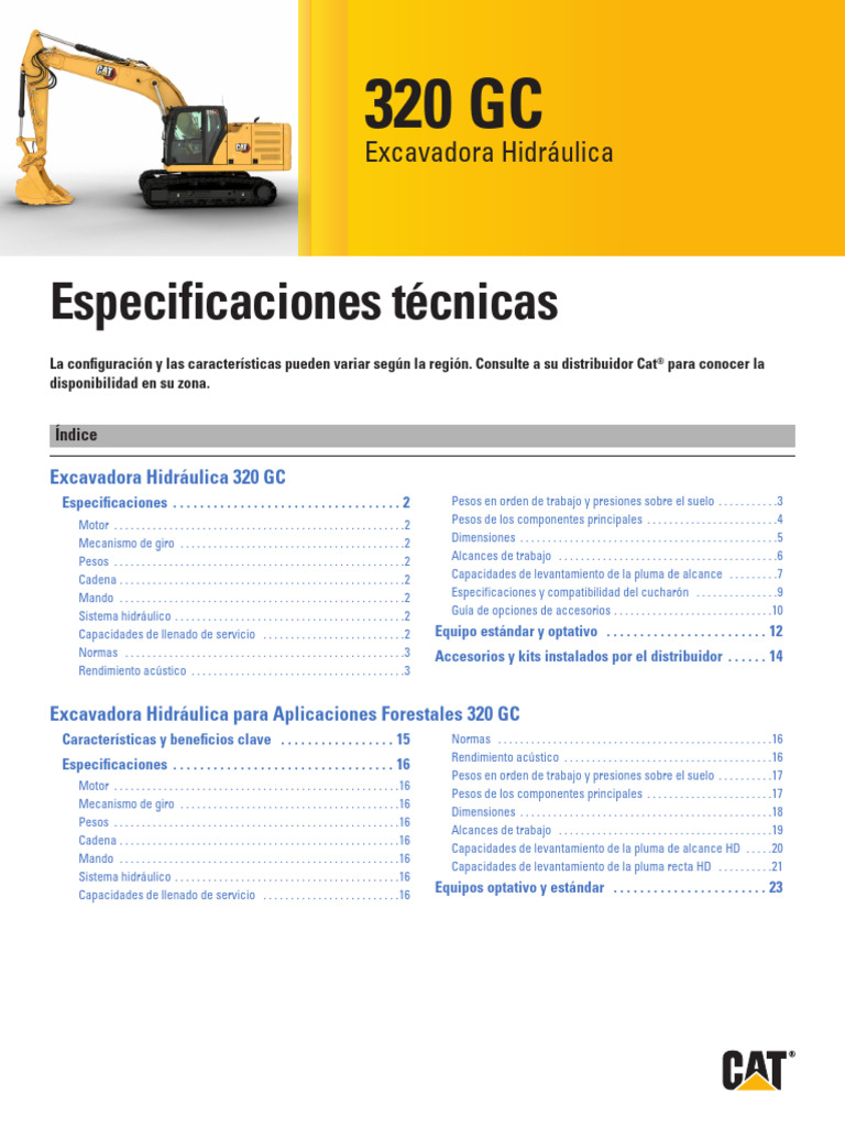 Excavadora 320 GC Cat | PDF | Biodiésel | Cantidades fisicas