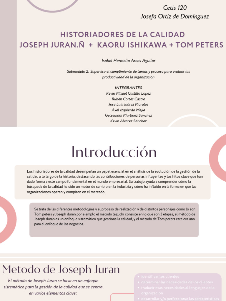 Métodos de Calidad: Juran, Ishikawa y Peters | PDF | Gestión de la calidad | Business