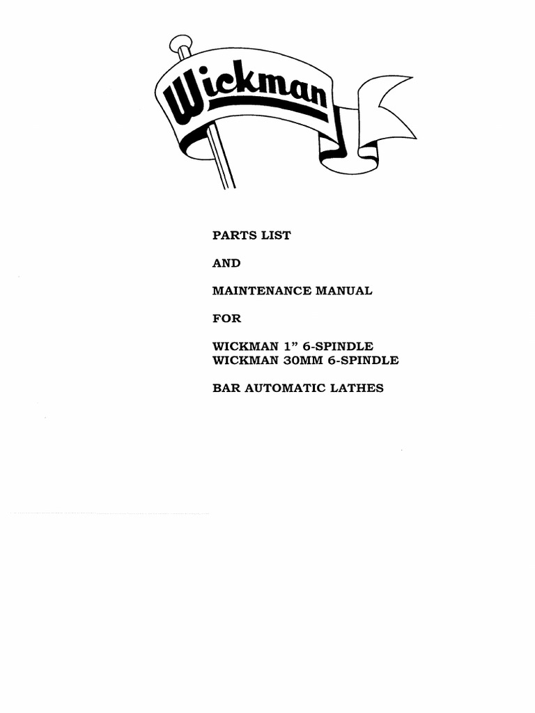 Wickman 1in 6 Spindle Parts List Maintenance Manual | PDF