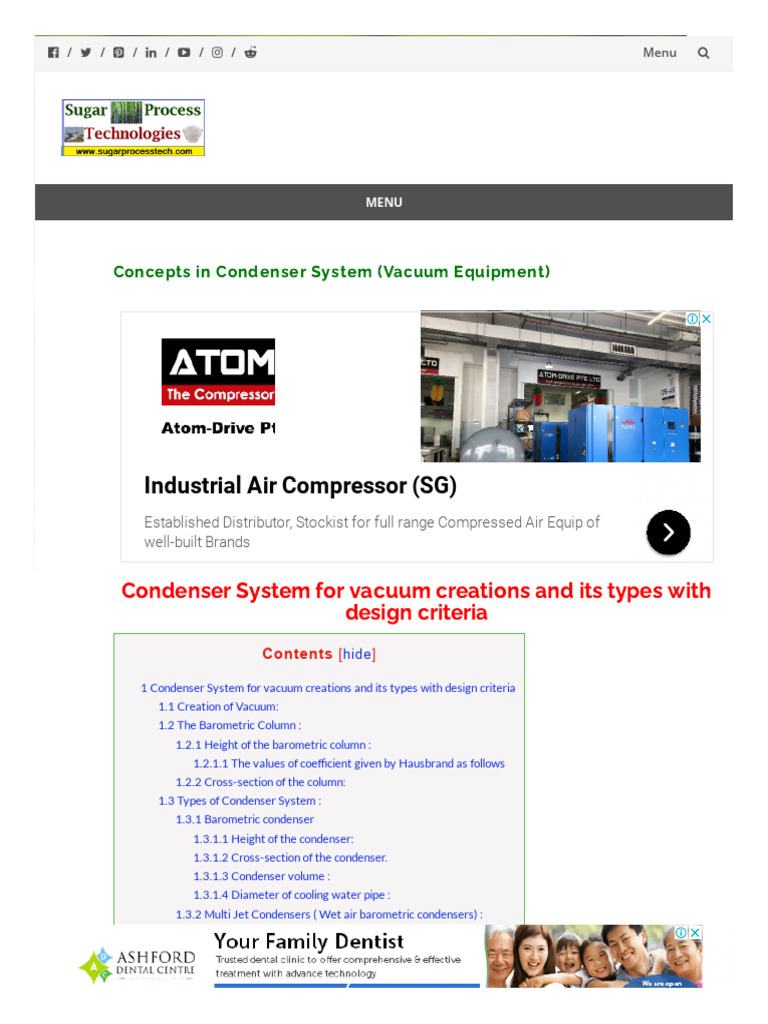 WWW Sugarprocesstech Com Condenser System | PDF | Nozzle | Water