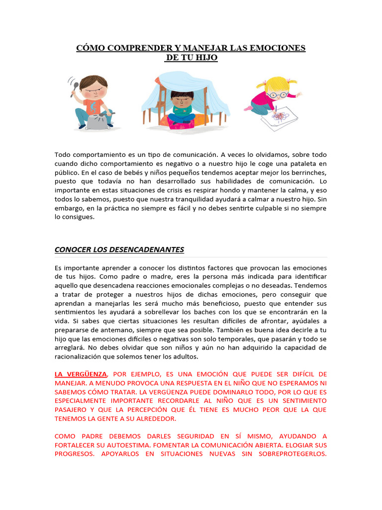 Manejo Emocional Infantil | PDF | Las emociones | Aprendizaje
