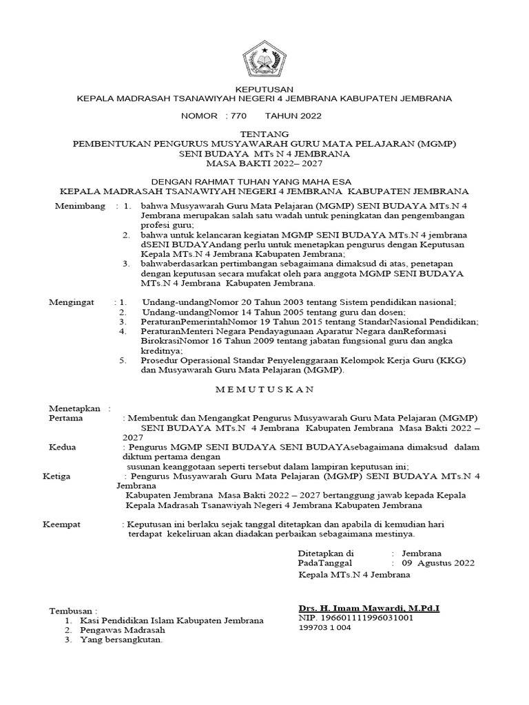 SK MGMP Seni Budaya | PDF