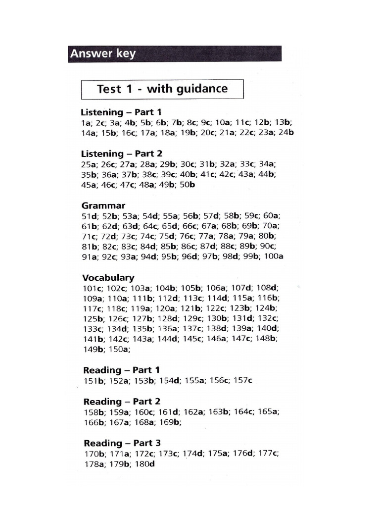 Test 1 -Answer Key | PDF