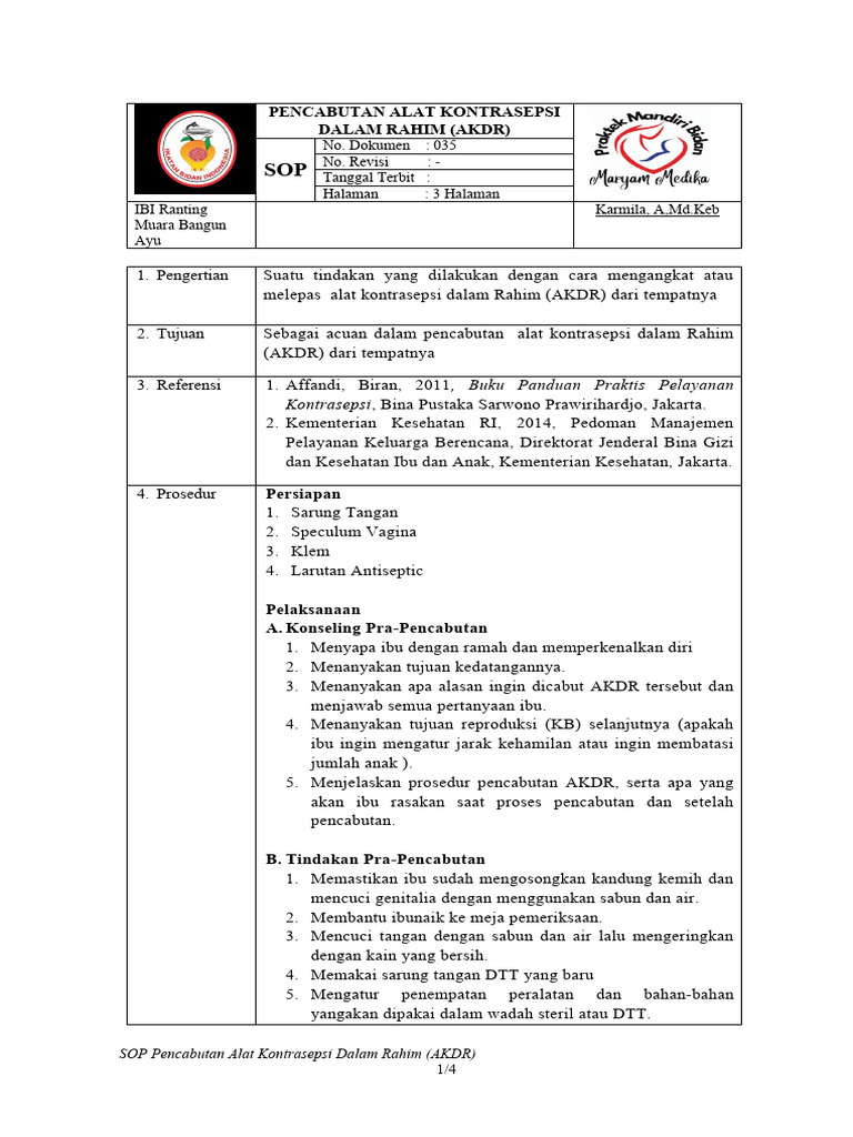 Pencabutan Alat Kontrasepsi Dalam Rahim (Akdr) | PDF | Pengembangan ...