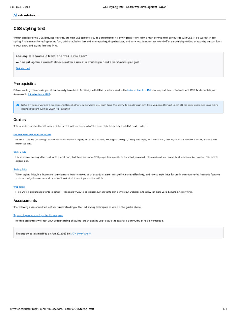 CSS Styling Text - Learn Web Development - MDN | PDF | World Wide Web ... CSS Styling Text - Learn Web Development - MDN | PDF | World Wide Web ...