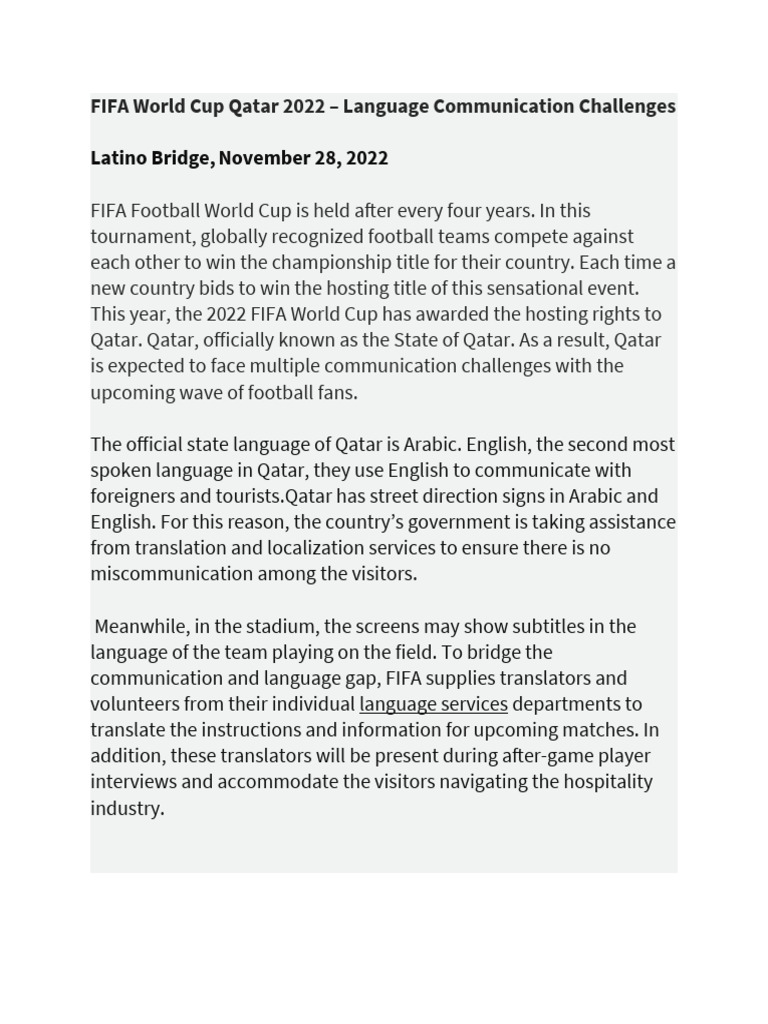 FIFA World Cup Qatar 2022 | PDF