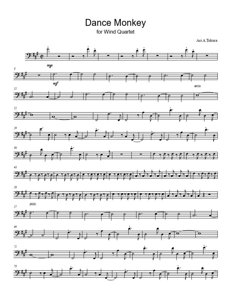 Dance Monkey For Wind Quartet - Bassoon | PDF