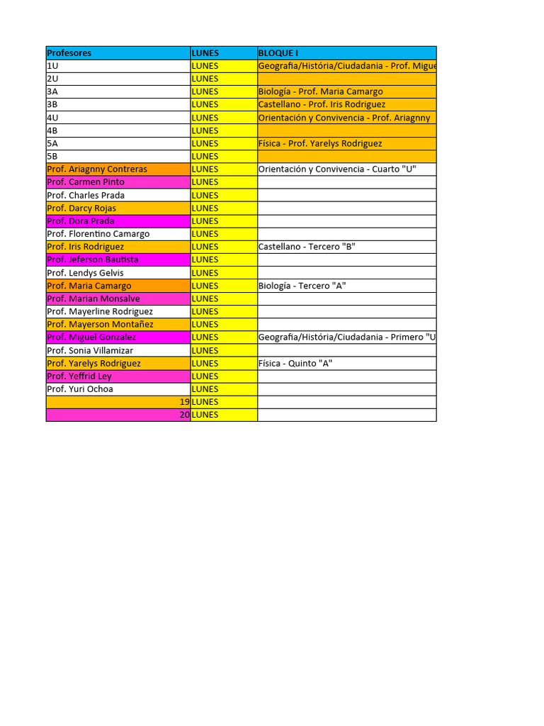 Horarios de Clase Del Liceo Nacional 2023-2024 | PDF | Observación | Ciencias Naturales