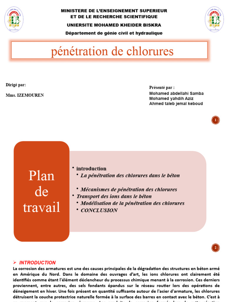 Pénétration de Chlorures | PDF | Béton | Corrosion