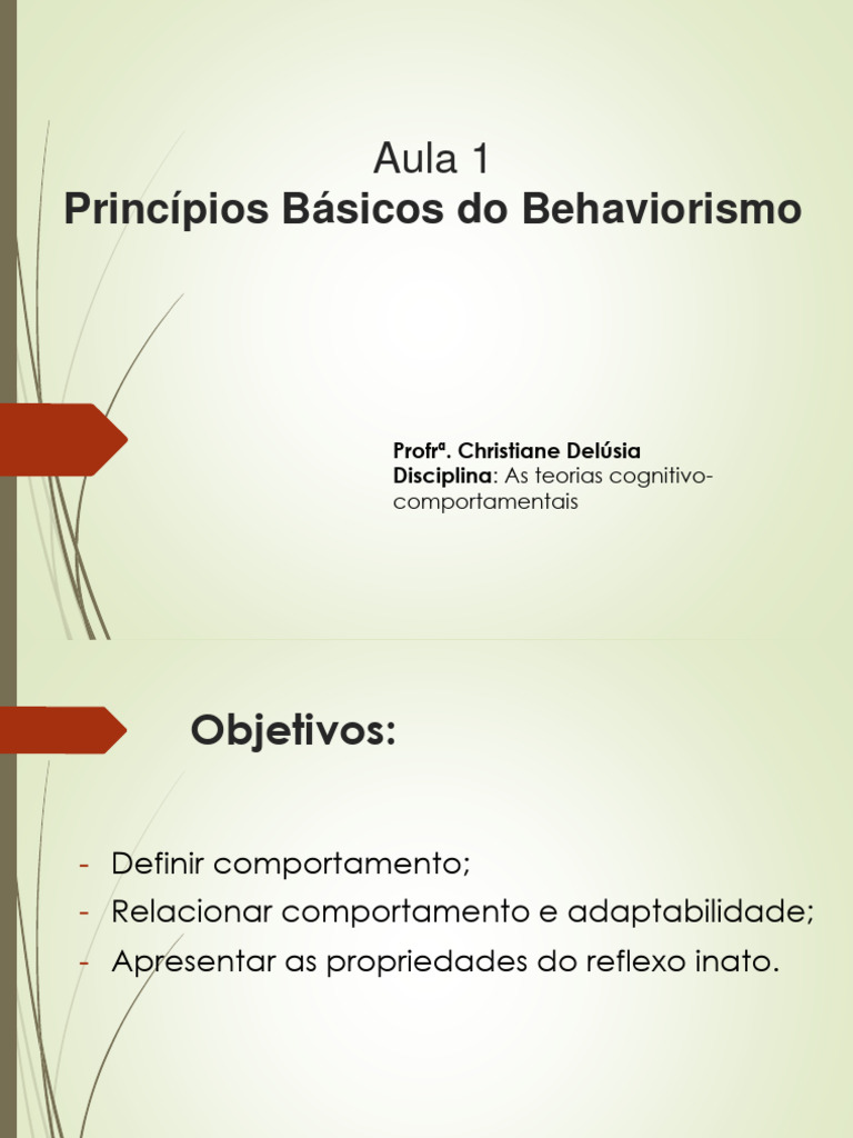 TCC - Aula 1 | Download grátis PDF | Behaviorismo | Comportamento