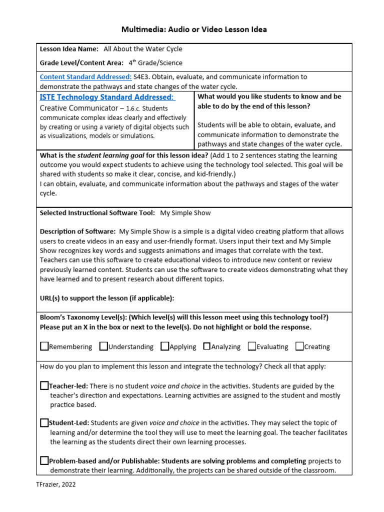 Multimedia Audio or Video Lesson Idea Seren Thomas-Jackson | PDF ...