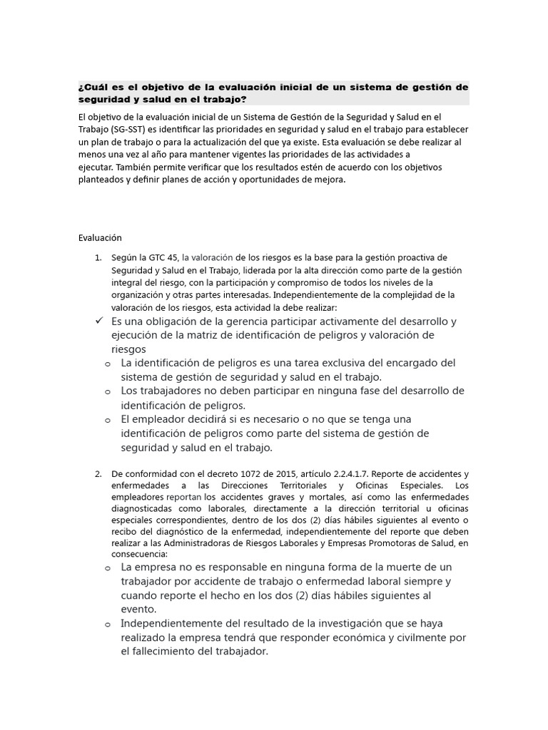 Evaluación SG-SST. AA2-EV01 | PDF | Business | Derecho laboral