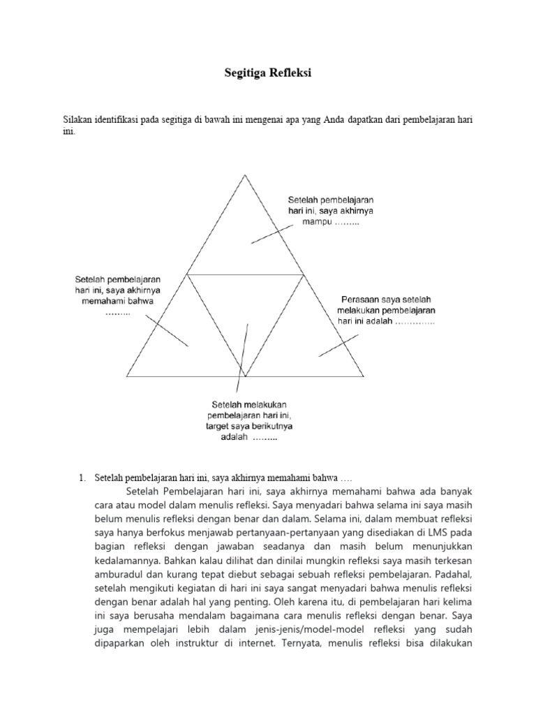 Refleksi Model Segitiga | PDF | Pengembangan Diri