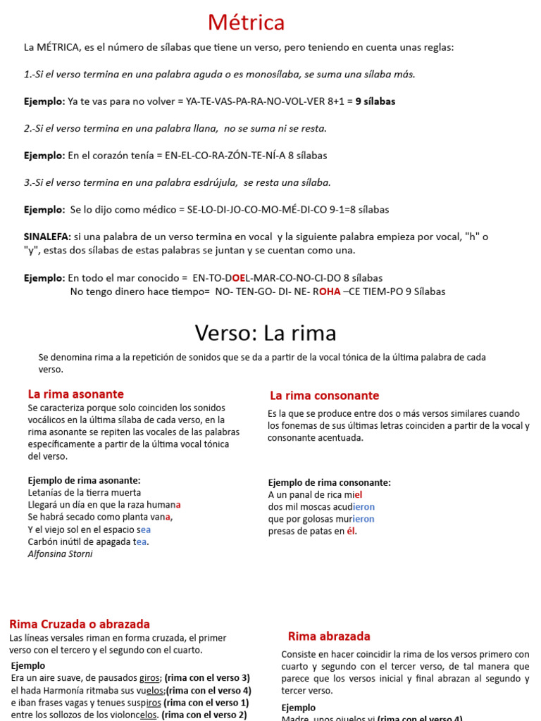 Metrica y Rima | PDF | Metro (poesía) | Sílaba