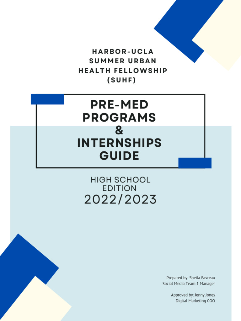 suhf pre-med resources guide hs edition | PDF | Mentorship | Health Care